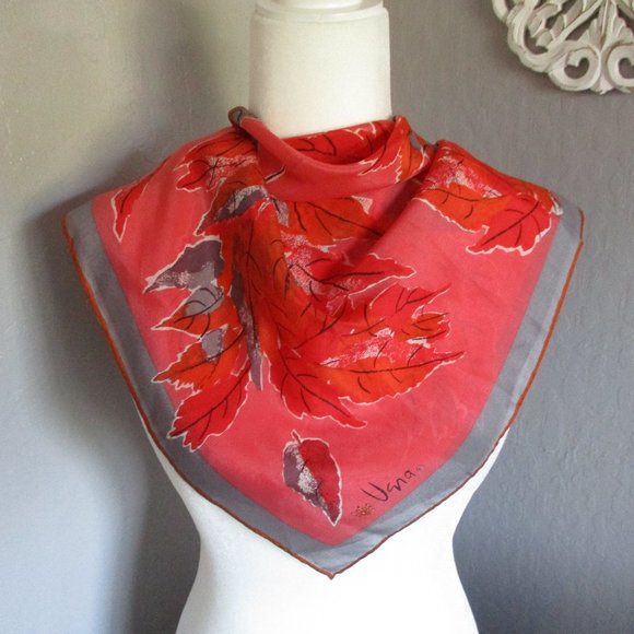 Vintage | Accessories | 96s Coral Red Autumn Leaves By Vera Neumann ...